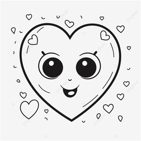 배경 개요 스케치 드로잉에서 하트와 키스가 있는 귀여운 만화 하트 벡터 사랑 귀여운 하트 그림 사랑 귀여운 하트 개요 사랑 귀여운 하트 스케치 Png 일러스트 및