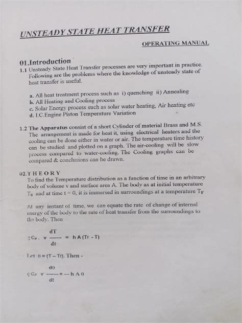 Unsteady Heat Transfer Pdf