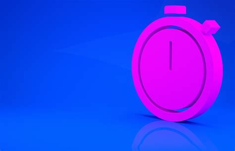 Ikon Stopwatch Pink Terisolasi Pada Latar Belakang Biru Tanda Timer