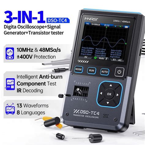 Fnirsi Dso Tc4 3 In 1 Oscilloscope 10 Mhz Transistor Tester Si