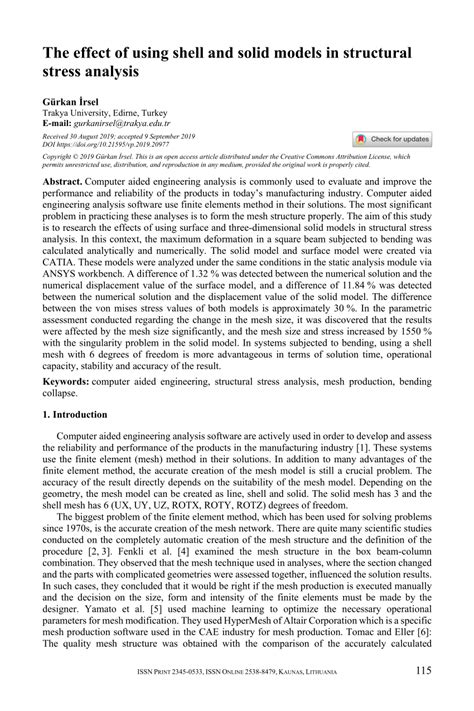 PDF The Effect Of Using Shell And Solid Models In Structural Stress Analysis