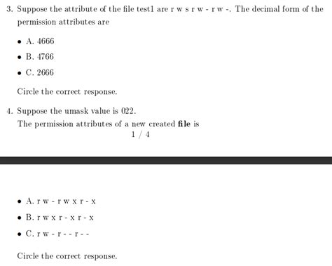 solved 3 suppose the attribute of the file test1 are rw s
