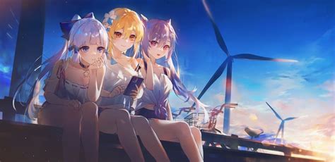 Lumine Keqing And Kamisato Ayaka Genshin Impact Drawn By Swkl D Danbooru