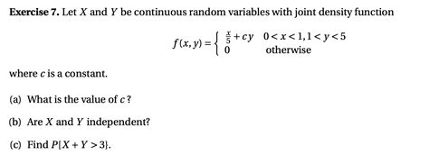 Solved Exercise 7 Let X And Y Be Continuous Random