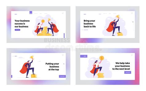 People And Money Website Landing Page Set Male And Female Business