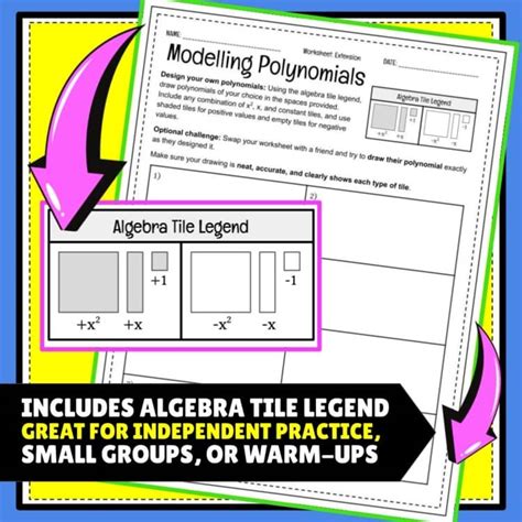 Modelling Polynomials With Algebra Tiles 6 Practice Worksheets