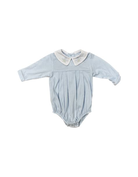 Ls Blue Knit Bubble With Plane Emb Collar Mini Macarons Boutique