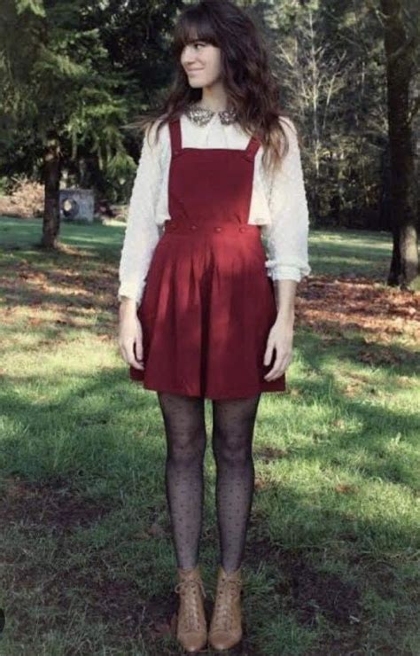 Skirt Overalls Outfit Corduroy Overall Dress With Tights Cottagecore
