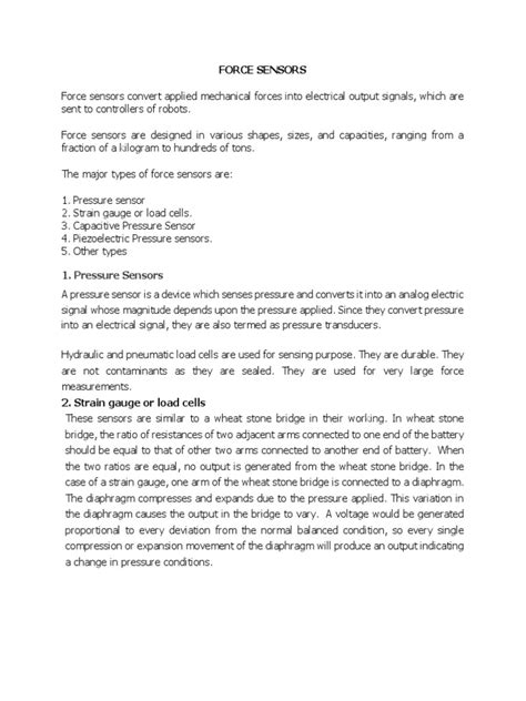 Force Sensors 1 Pdf Capacitor Sensor
