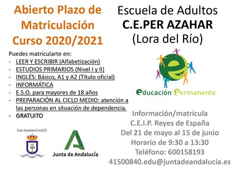 Abierto el plazo de matriculación de la Escuela de Adultos CEPER