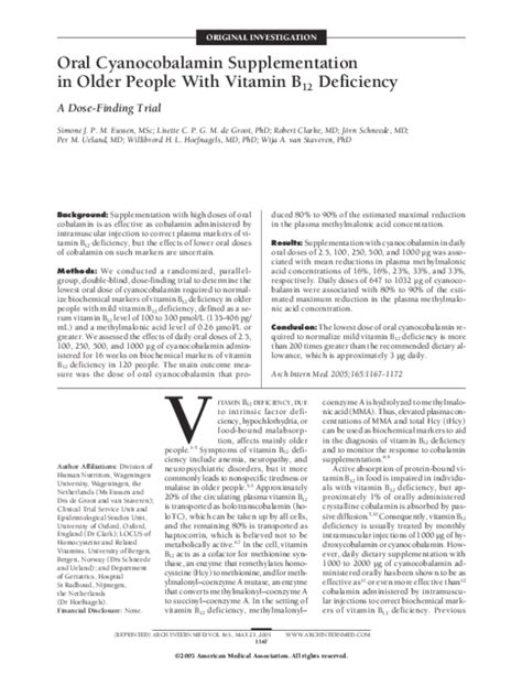 Pdf Assessment Of Vitamin B12 Absorption Based On The Accumulation Of