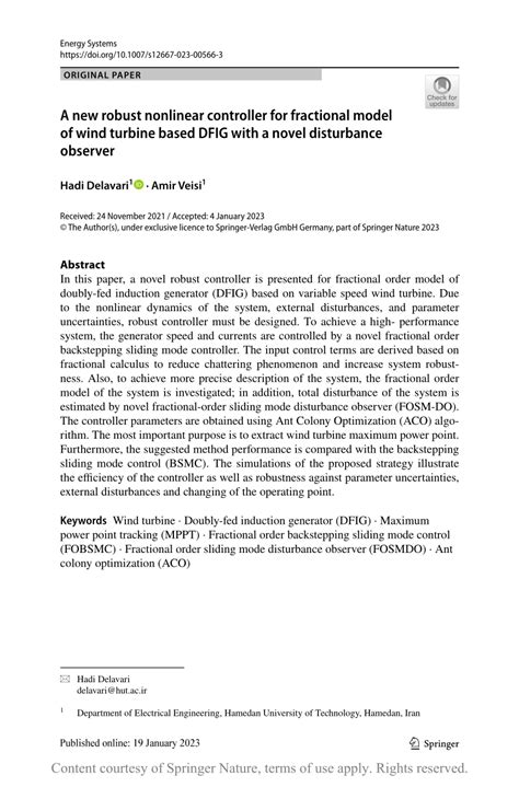 a new robust nonlinear controller for fractional model of wind turbine