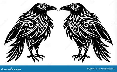 Cuervos Gemelos Del Norte Una Silueta Tribal De Hugin Y Munin
