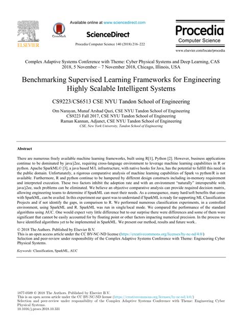 Pdf Benchmarking Supervised Learning Frameworks For Engineering Highly Scalable Intelligent