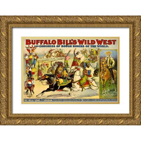 Buffalo Bills Wild West Show Poster 18x13 Gold Ornate Wood Framed With