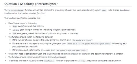 Solved The Printpostsayyear Function Will Print All Posts In