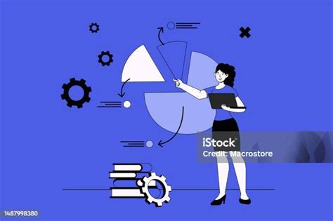 Konsep Web Diagram Lingkaran Dengan Adegan Karakter Dalam Desain Datar