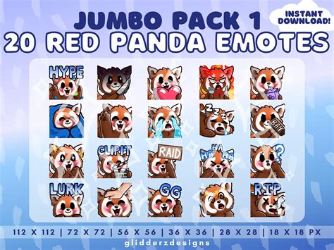 Red Panda Twitch Emotes Jumbo Pack 1 Red Panda Emotes For Twitch Youtube Discord Cute Twitch