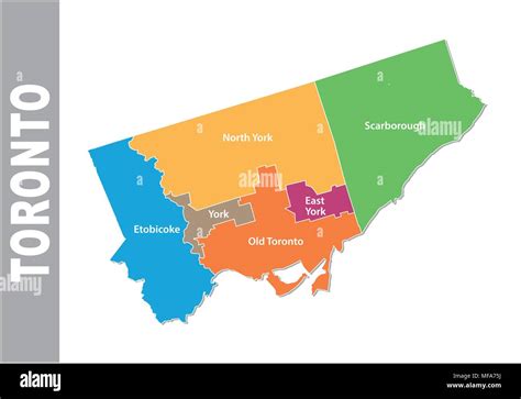 Colorful Toronto Administrative And Political Vector Map Stock Vector