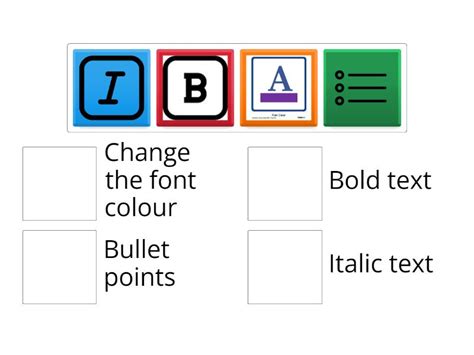 Ict Grade 4 Ms Powerpoint Text Formatting Basics Match Up