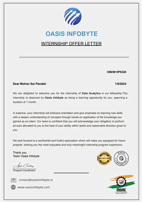 Dataanalytics Virtualinternship Learning Oasisinfobyte Mohan Sai