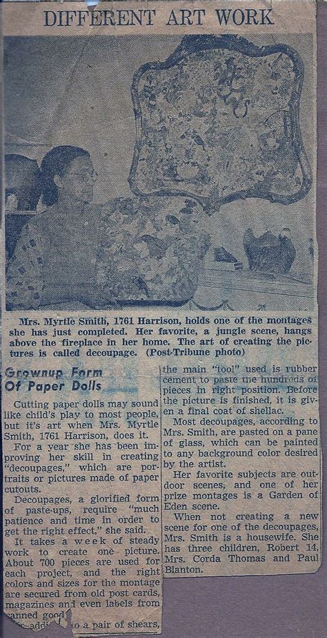 Great Grandmother In The Post Tribune Circa 1970