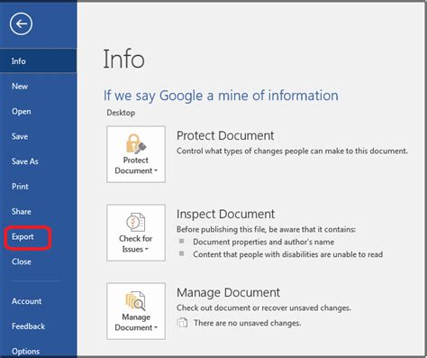 Convert A Microsoft Document To Password Protected PDF File