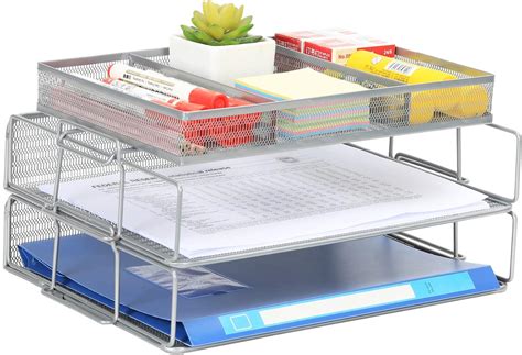 Easypag 2 Tier A4 Mesh In Trays Stackable Office Desk Tidy File Holder