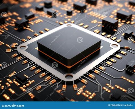 The Pcb Circuit That Contains The Processor Stock Image Image Of