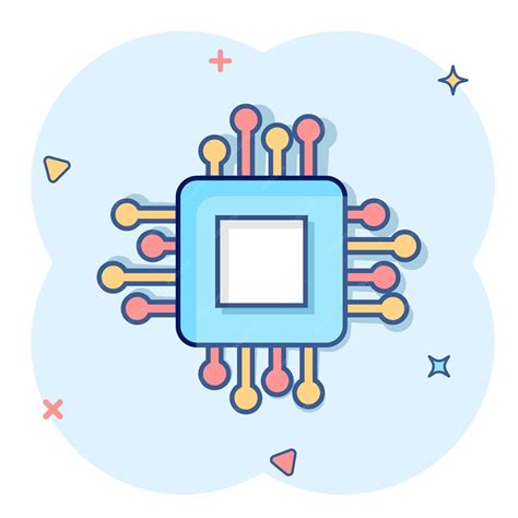 Premium Vector Computer Cpu Icon In Comic Style Circuit Board Cartoon