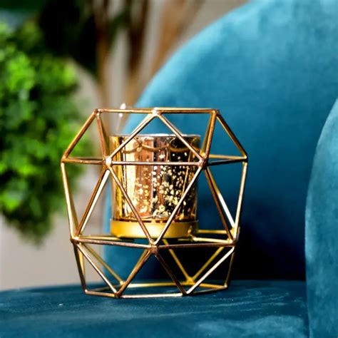 Tea Light Holder Metal With Glass Decor Planet India