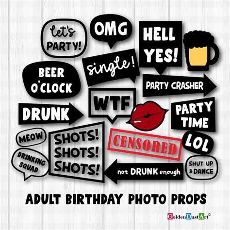 Adult Birthday Photo Booth Props Adult Birthday Party Props Birthday