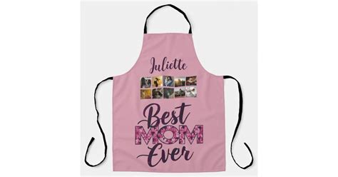 Best Mom Ever Pink Floral Typography Apron Zazzle