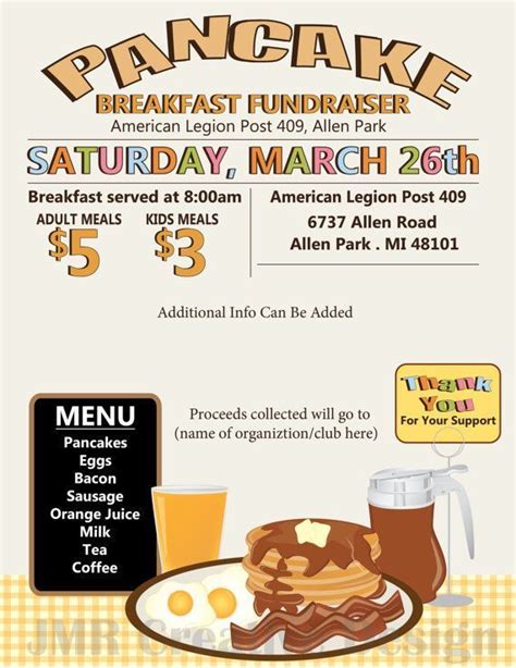 Pancake Breakfast Fundraiser Flyer Template Free Idea 2nd Design