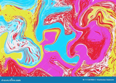 红色黄色蓝色数字式使有大理石花纹 摘要使有大理石花纹的纹理 液体油漆抽象 库存例证 插画 包括有 靠山 吹动 111307804