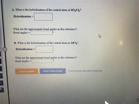 Solved A What Is The Hybridization Of The Central Atom In Chegg Com