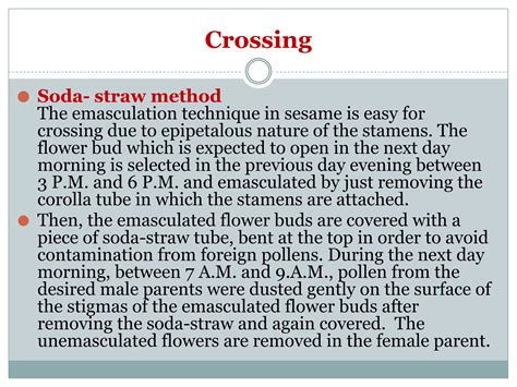 Emasculation And Pollination Techniques In Oilseed Fibres And