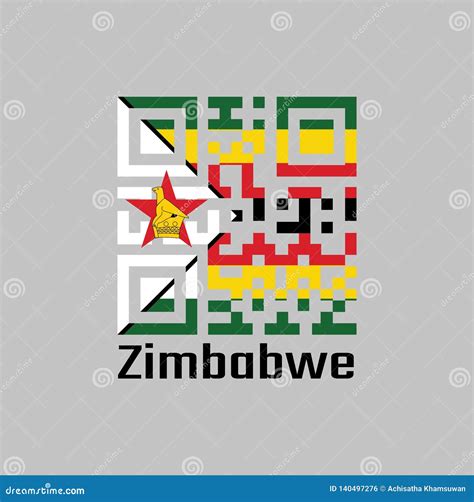 Qr Code Set The Color Of Zimbabwe Flag Seven Horizontal Stripes Of