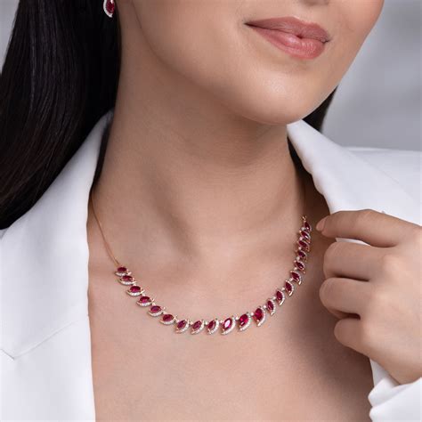 Buy Gleaming Red Gemstone Necklace Online Caratlane