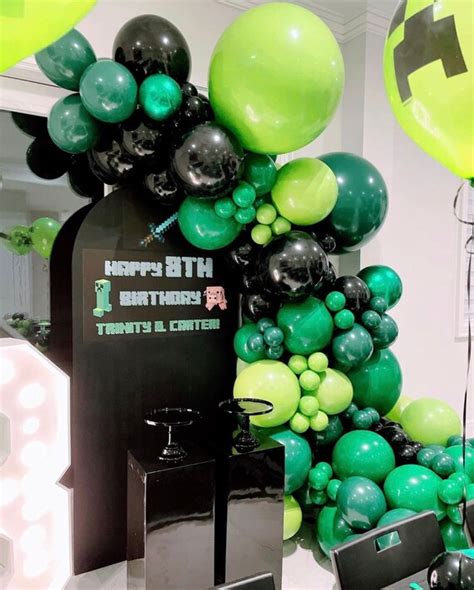 Green And Black Balloons Minecraft Balloons Gamer Balloons Etsy