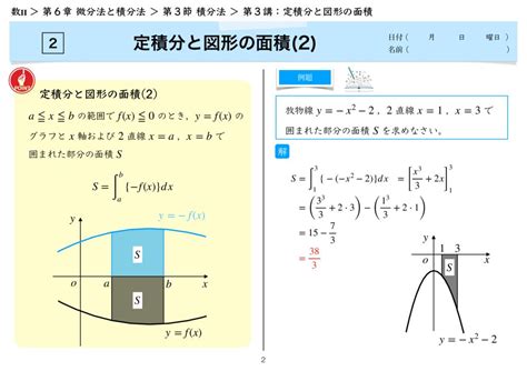 3講 定積分と図形の面積（3節 積分法） 問題集【6章 微分法と積分法】 中学生・小学生のテストや受験対策に！おすすめ無料学習問題集・教材サイト
