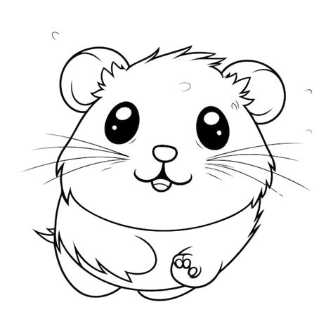 Hamster Mignon Illustration Vectorielle Noir Et Blanc Pour Livre De