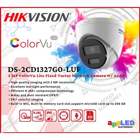 Hikvision Ds 2cd1327g0 Luf 2mp Audio Turret Colorvu Ip Network Camera
