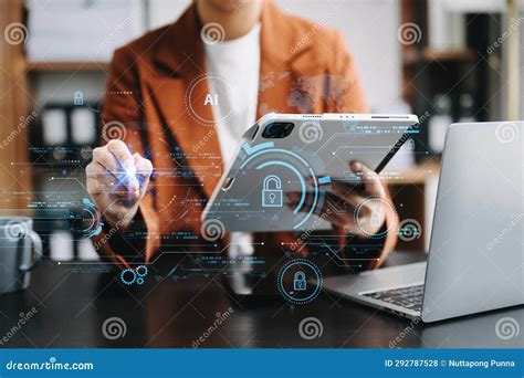 Cyber Security And Data Protection Business Using Computer And Tablet Protecting Business And