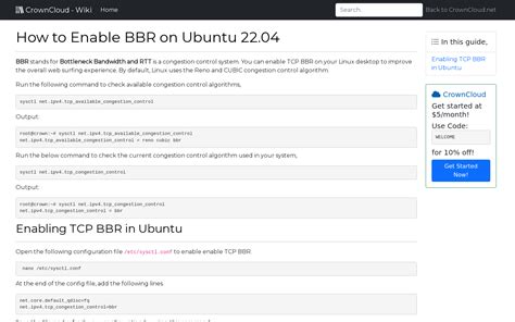CrownCloud Wiki How To Enable BBR On Ubuntu 22 04