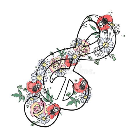Vector Floral Decorative Treble Clef Stock Vector Illustration Of