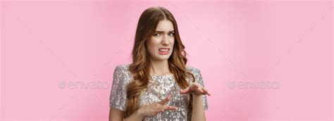 Disgusted Reluctant Young Arrogant Glamour Woman Telling About Creepy
