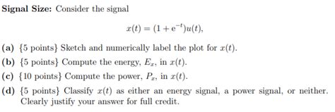 Solved Signal Size Consider The Signal Zt 1 Eut