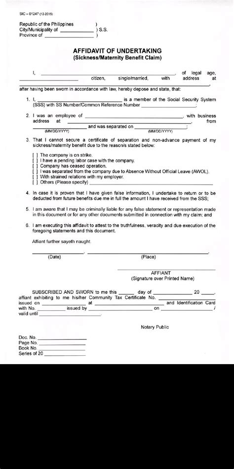 Sss Maternity Benefits Qanda Group Ito Po Ba Yung Form Ng Affidavit Of