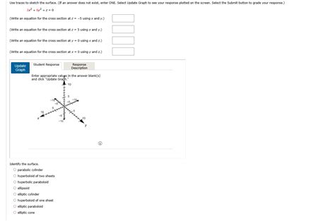 Solved 2x2 6y2 Z 0 Write An Equation For The Cross Section Chegg